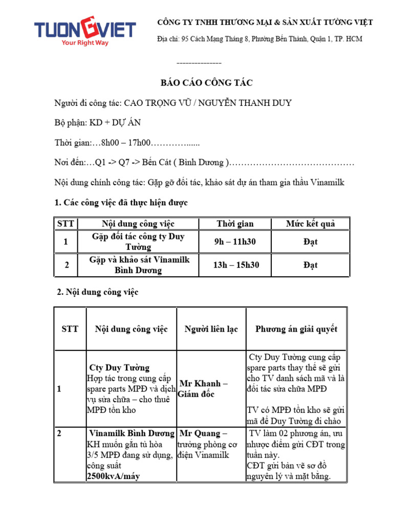 Mau Bao Cao Ket Qua Cong Tac | PDF