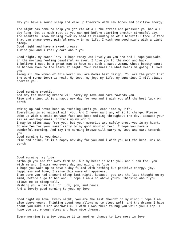 Goodmorning Text | PDF | Dream | Love
