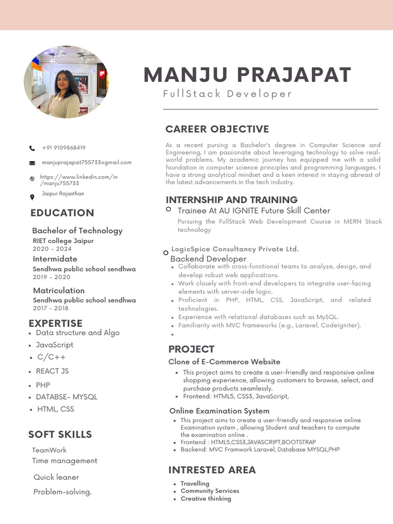 Offical ManjuCV | PDF | Web Development | Computing