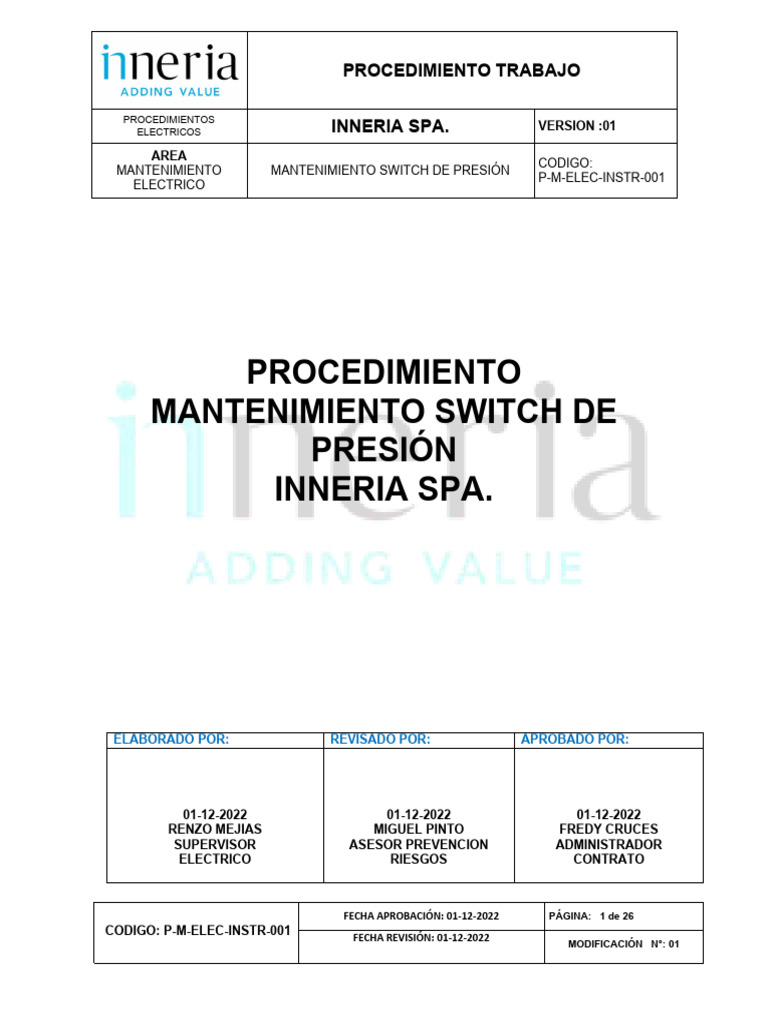 Mantenimiento de Switch de Presión | PDF | Aislador (Electricidad) | Cambiar