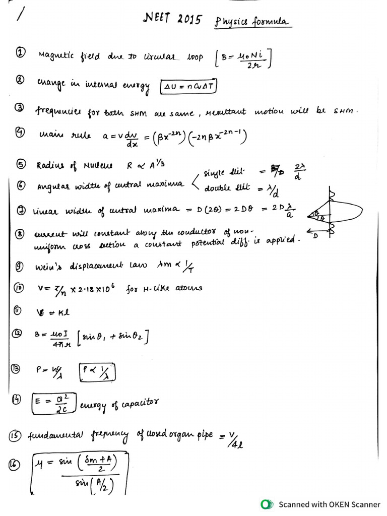 Physics Pyq Formula | PDF