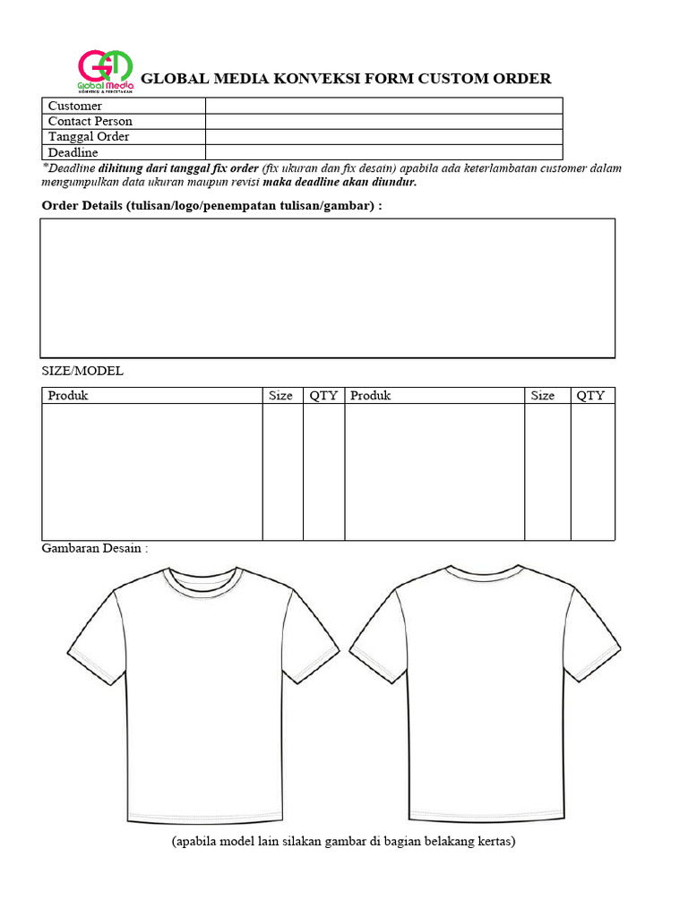 Form Custom Order | PDF | Seni