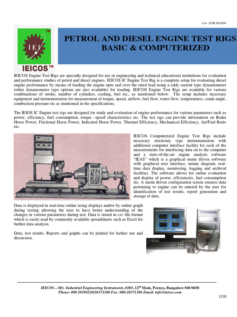 IEICOS Engine Test Rig Brochure | PDF | Pressure Measurement | Flow ...