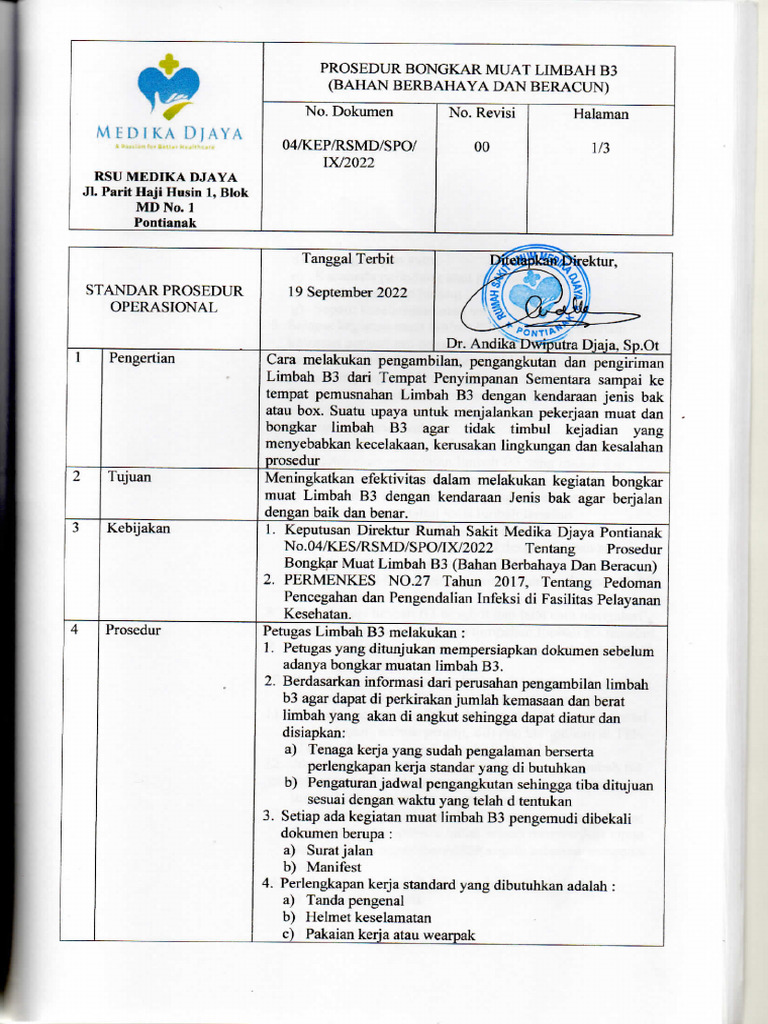 04 - Prosedur Bongkar Muat Limbah B3 | PDF