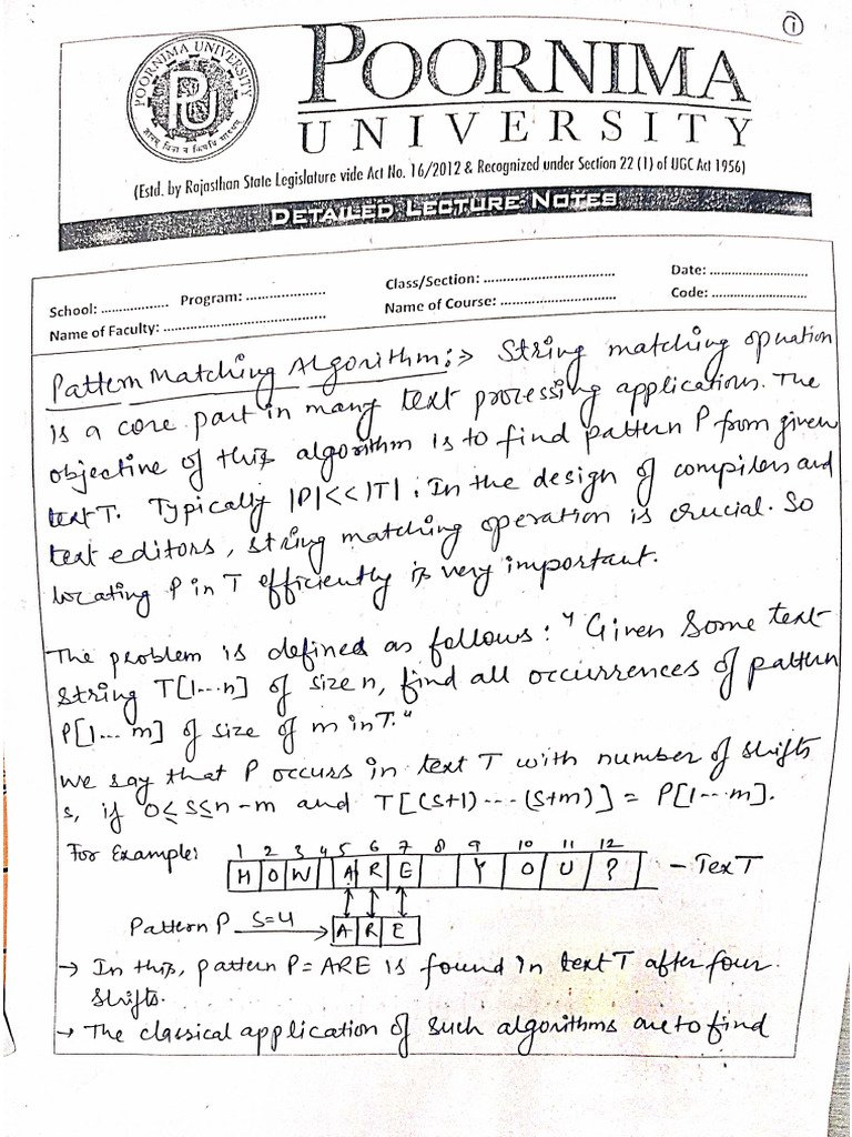 Pattern Matching Naive Algorithm | PDF