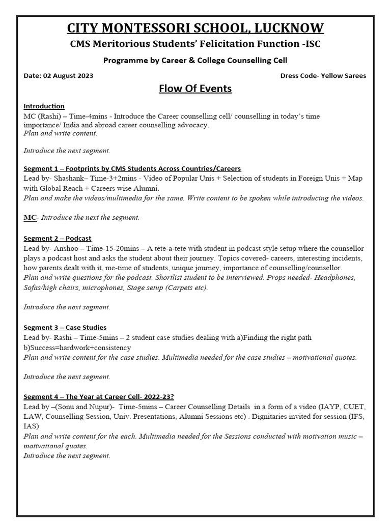 Flow of Event - Meritorius Student Updated | PDF