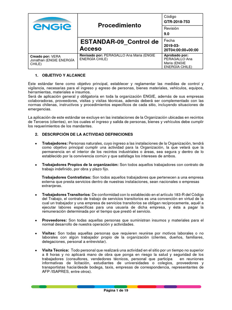 ESTANDAR-09 ControldeAcceso | PDF | Documento de identidad | Chile