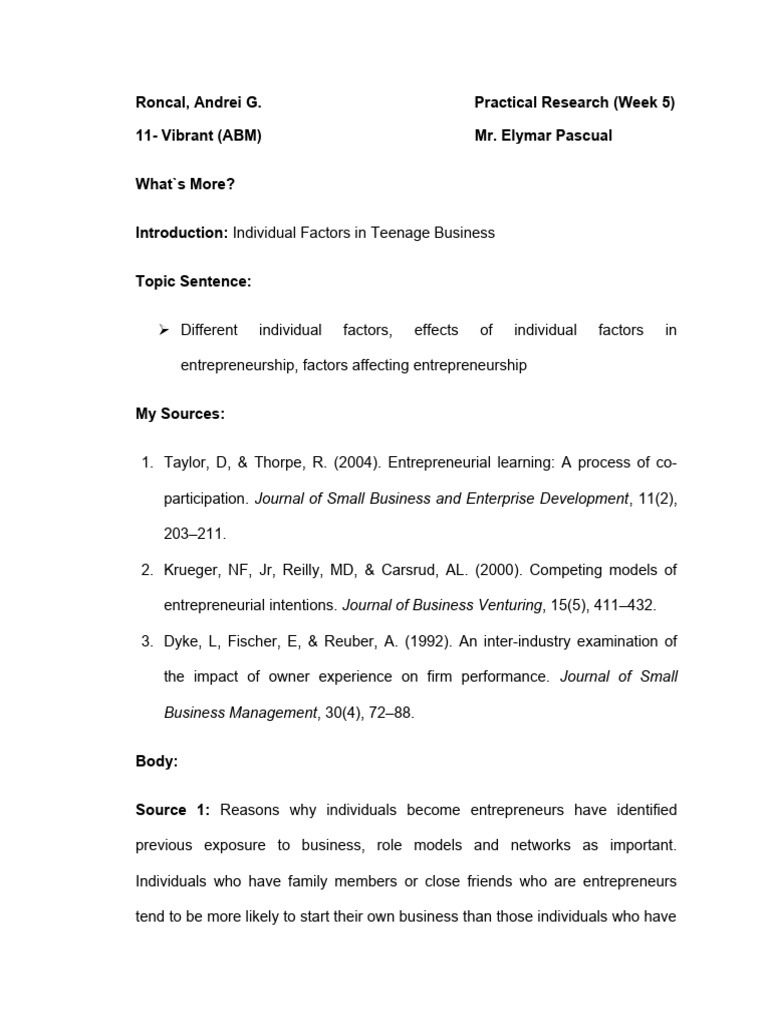 Whats More PR Week 5 Short Bond Paper | PDF | Entrepreneurship ...