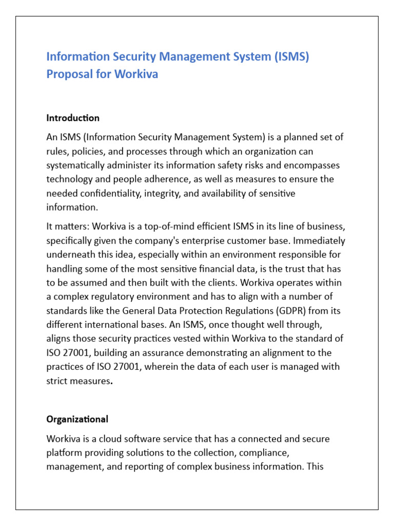 Workiva's ISMS Proposal | PDF | Computer Security | Security