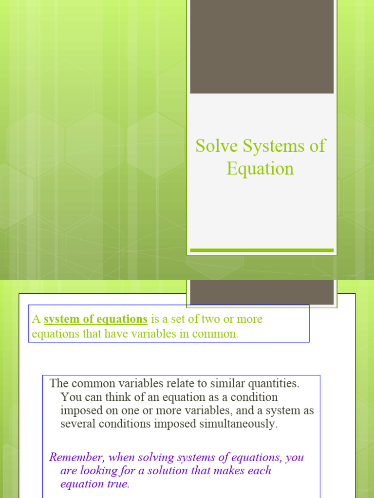 Systems of Equations | PDF | Equations | Elementary Mathematics