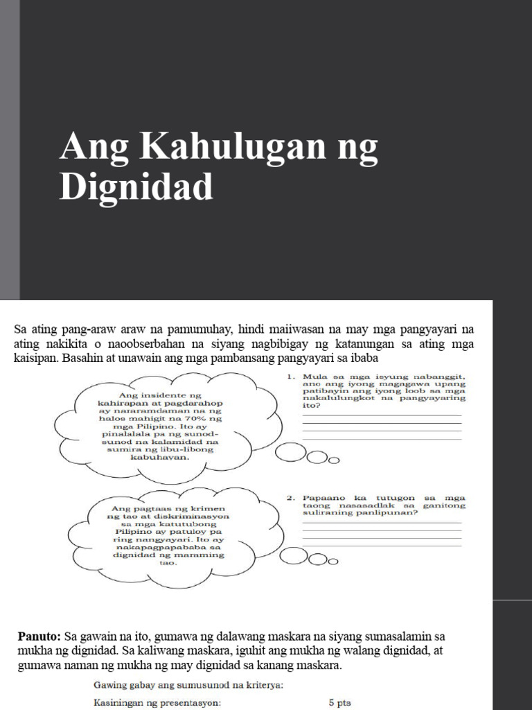 Ang Kahulugan NG Dignidad | PDF