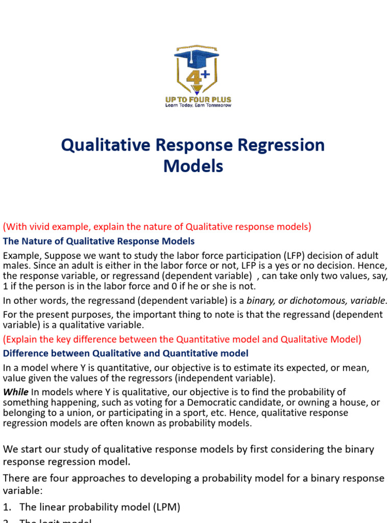 Qualitative Response Regression Models 1 | PDF | Logistic Regression | Linear Regression