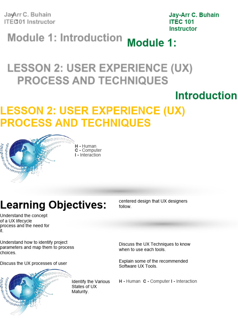 ITEC101 - Lecture 2 | PDF | User Experience | User Interface