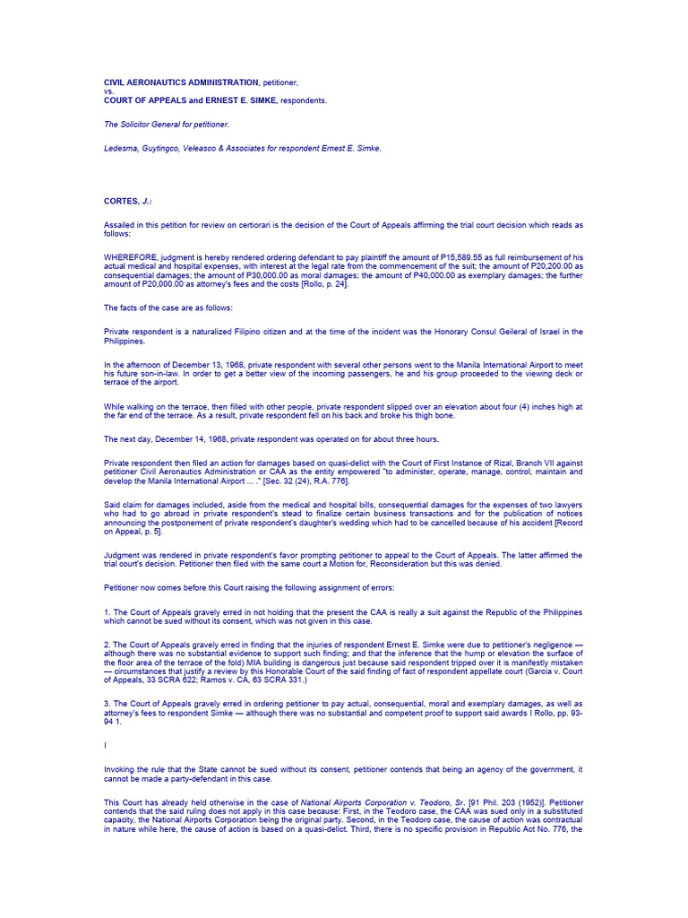 Civil Aeronautics Administration | PDF | Negligence | Damages