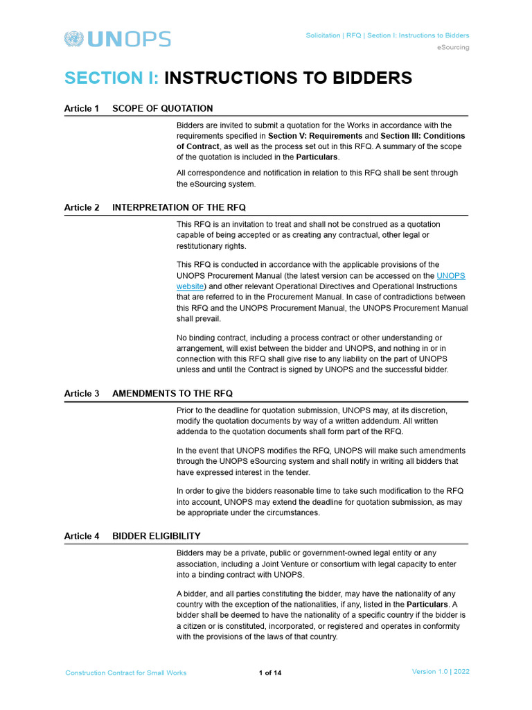 RFQ Instructions for Bidders Guide | PDF | Currency | Taxes
