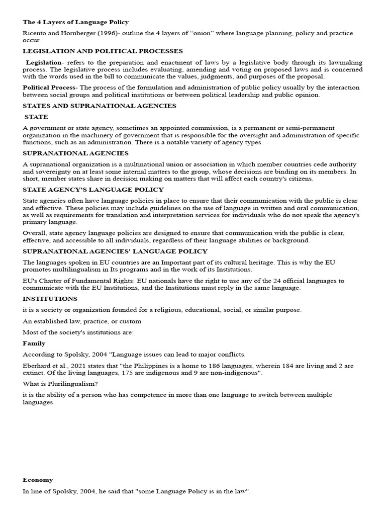 Layers of Language Policy | PDF | Policy | Communication