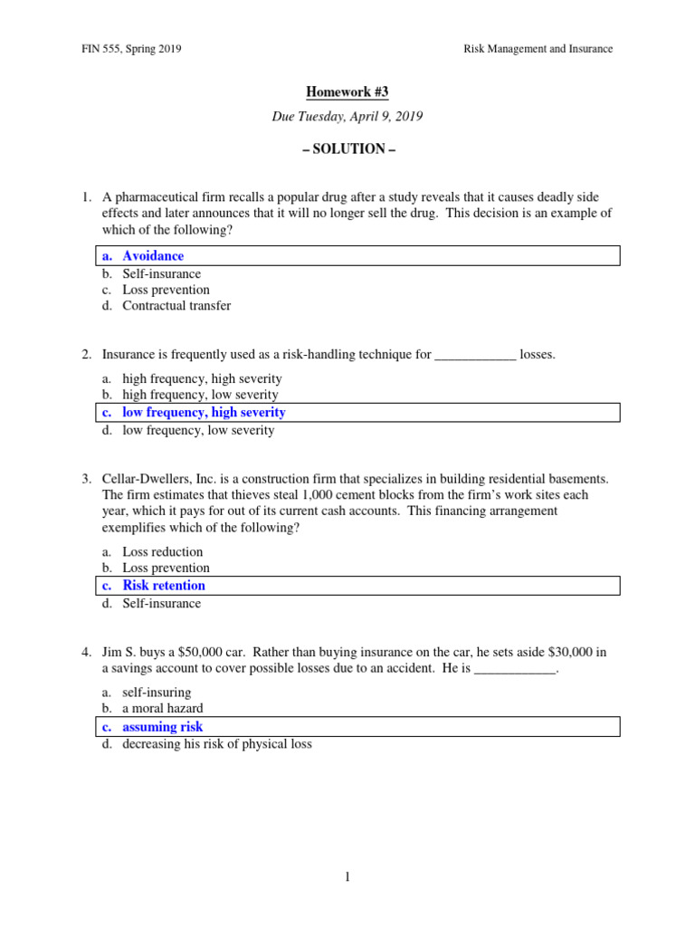 FIN555 Homework 3 SP19 Solution | PDF | Risk Premium | Value At Risk