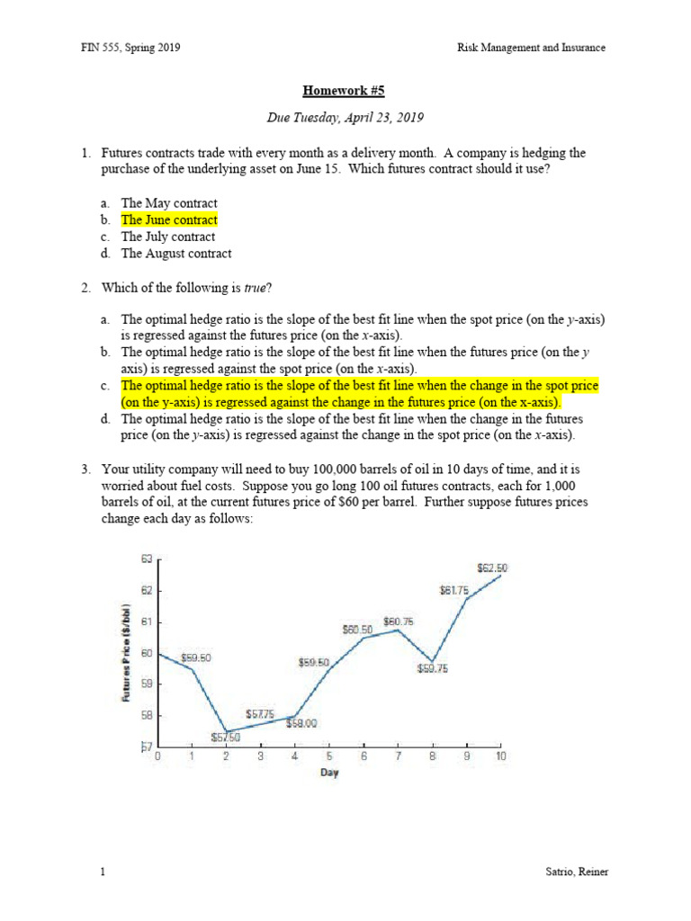FIN555 Homework 5 (Solution) | PDF | Hedge (Finance) | Futures Contract FIN555 Homework 5 (Solution) | PDF | Hedge (Finance) | Futures Contract