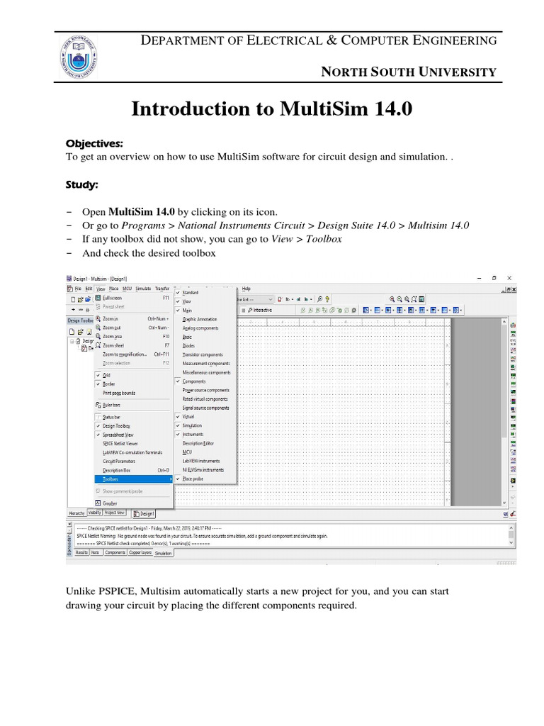 EEE111_Multisim_Manual | PDF | Electrical Network | Parameter (Computer Programming)
