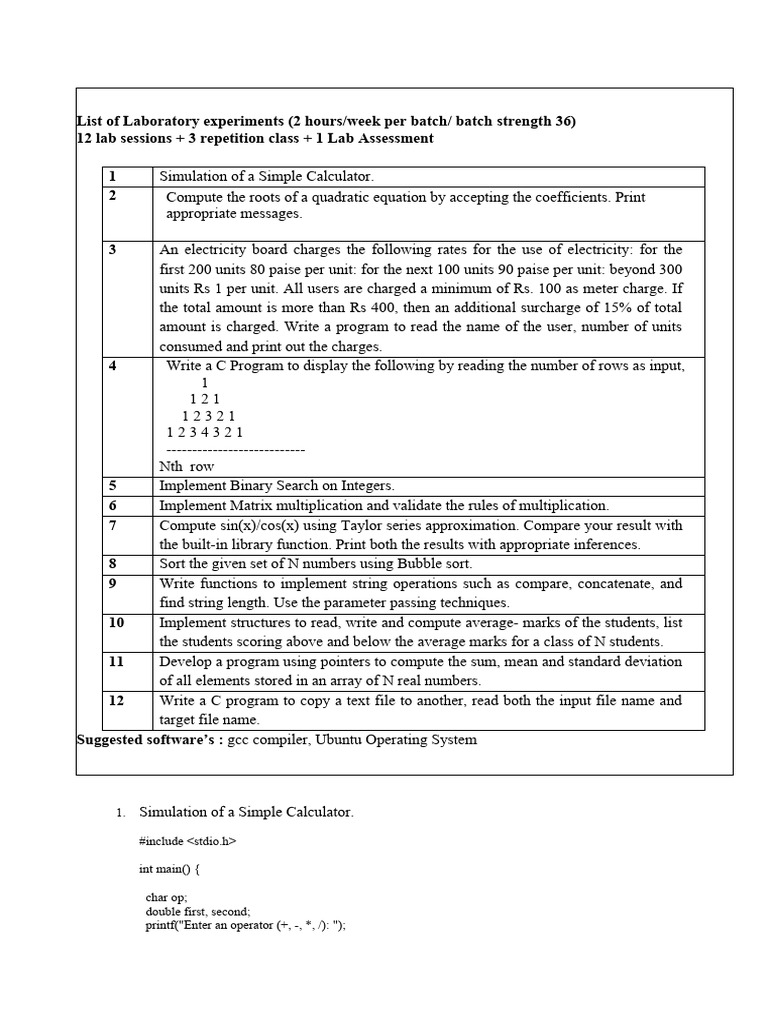 C Lab Manual | PDF | Mathematics | Software Engineering C Lab Manual | PDF | Mathematics | Software Engineering
