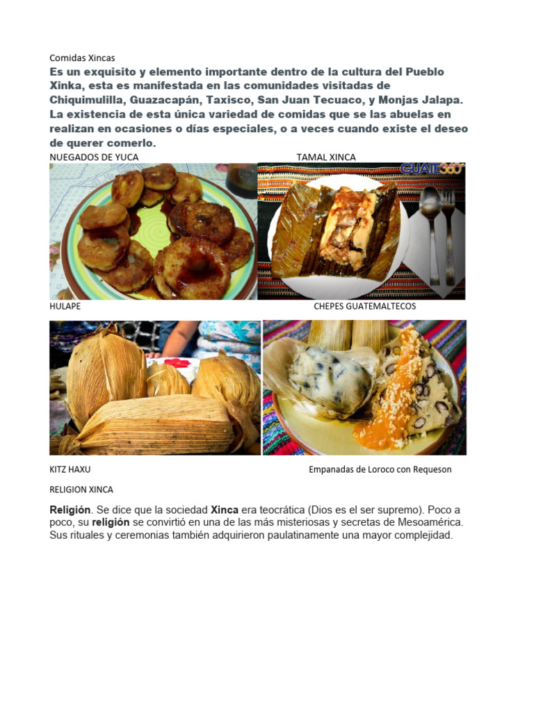 Comidas Típicas de la Cultura Xinca | PDF | Cocina occidental | Cocina