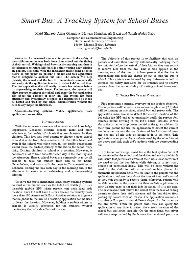 Smart Bus A Tracking System For School Buses | Download Free PDF ...