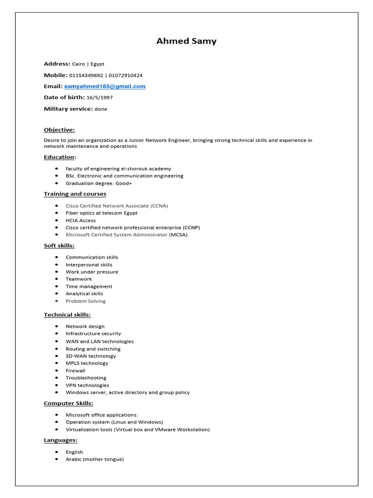 Ahmed CV | PDF | Technology & Engineering
