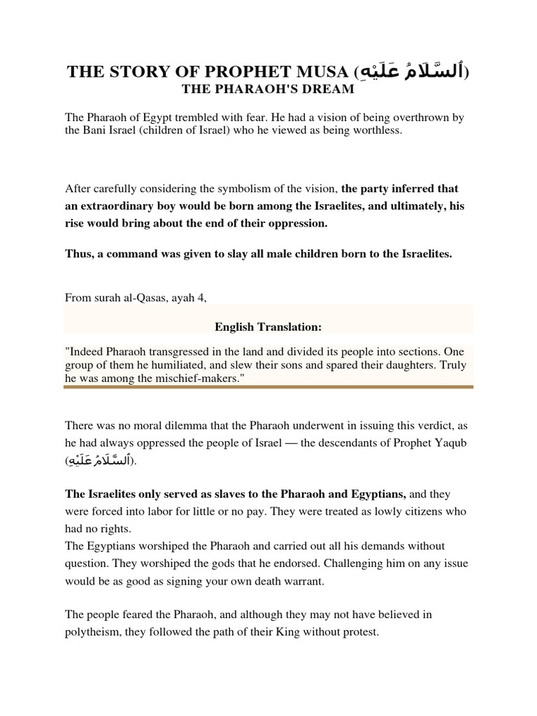 The Story of Musa A.S | PDF | Moses In Islam | Prophets And Messengers ...