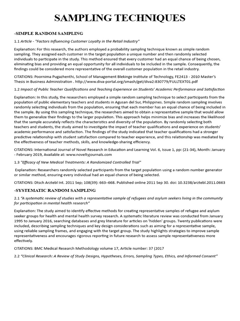 Sampling Techniques Yawa | PDF | Sampling (Statistics) | Clinical Trial Sampling Techniques Yawa | PDF | Sampling (Statistics) | Clinical Trial