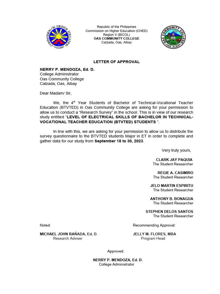 Oas Community College Approval Letter | PDF