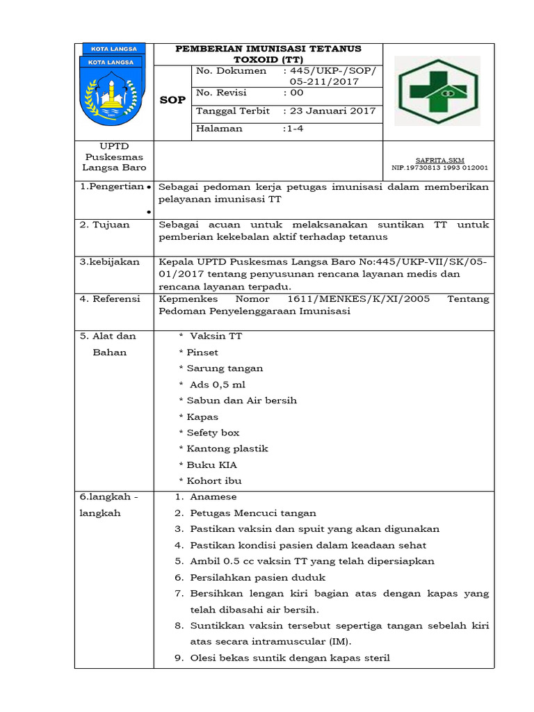 Panduan Suntik TT untuk Petugas Kesehatan | PDF