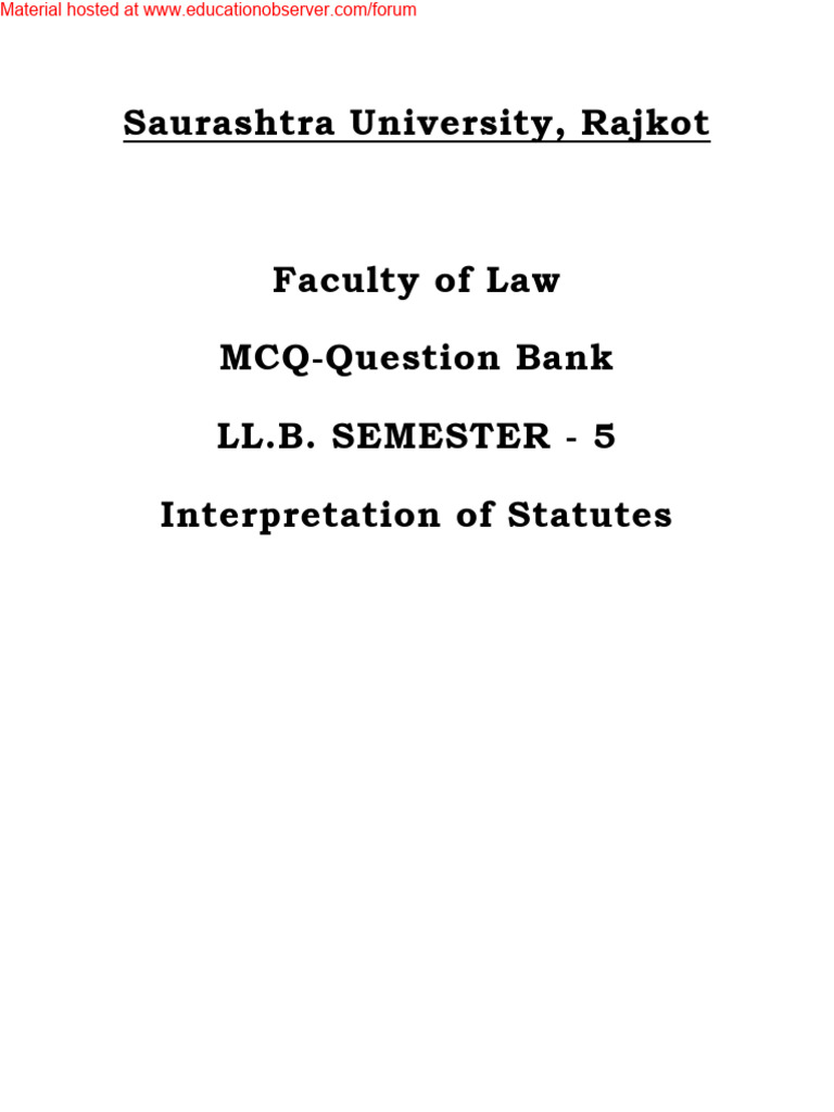 LL.B. Semester 5 MCQ Question Bank | PDF