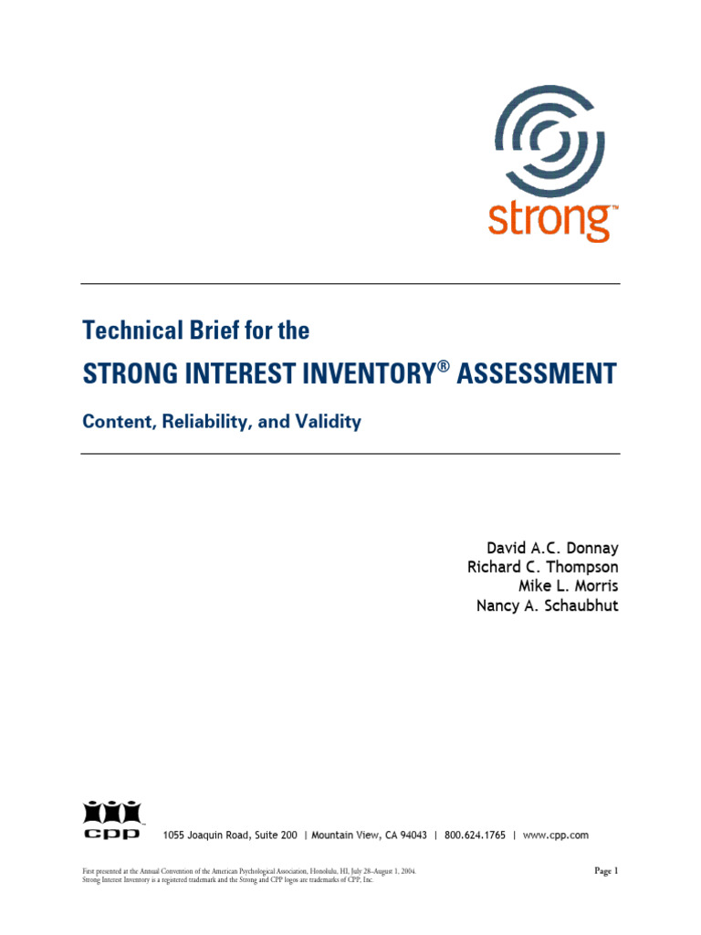 Strong Technical Brief | PDF | Cronbach's Alpha | Risk