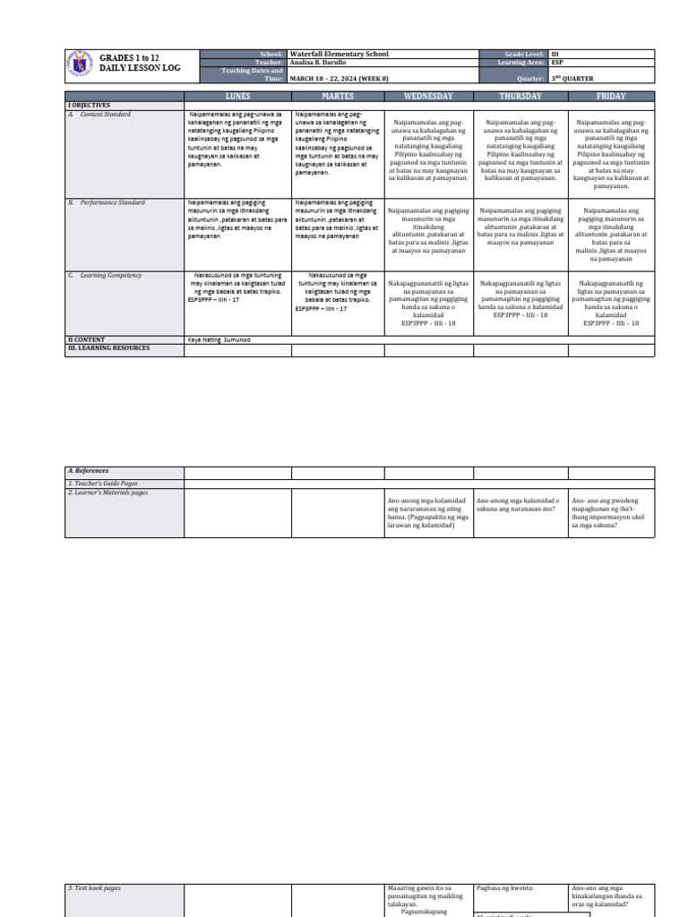 DLL_ESP 3_Q3_W8 | PDF