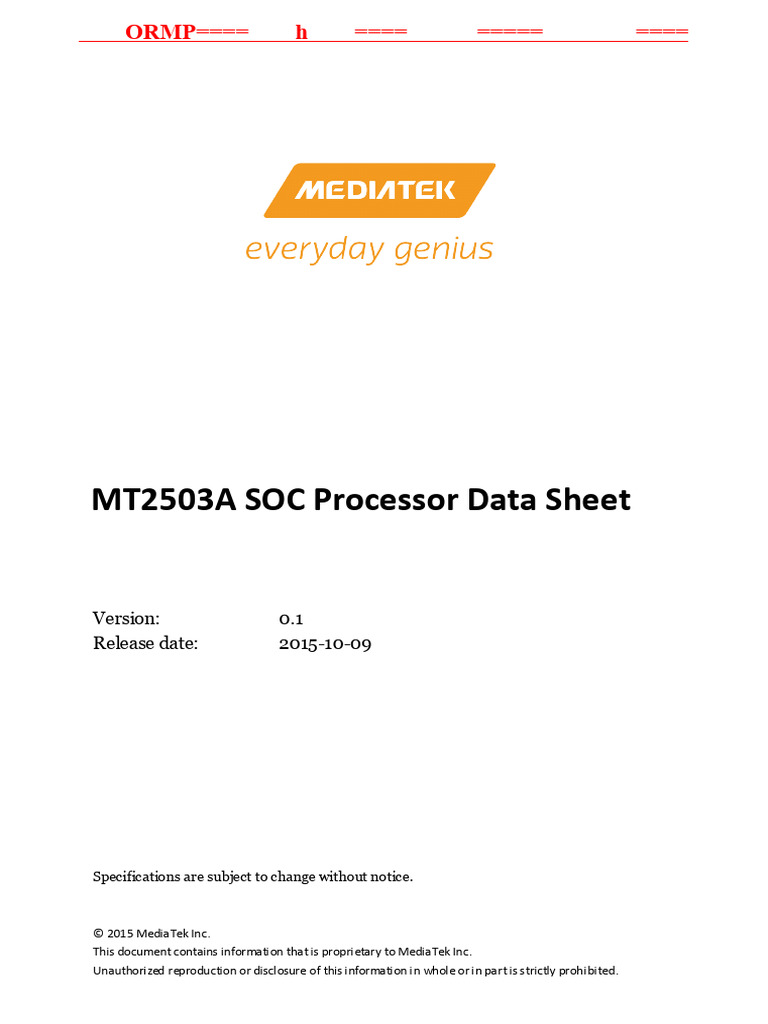 MT2503A Data Sheet v0.1 | PDF | System On A Chip | Electronics