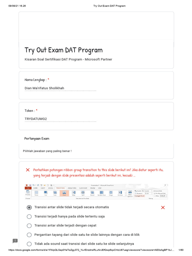 Jawaban Dan Soal Hasil Try Out Exam Dat Program | PDF | Komputer