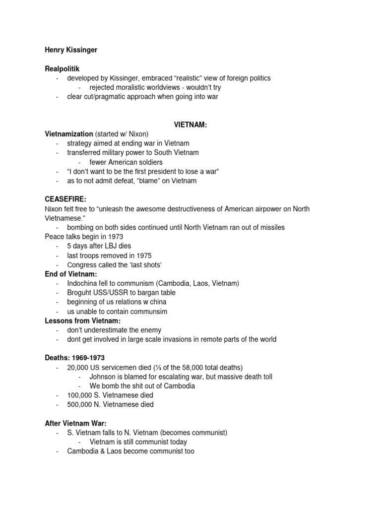 Notes - Nixon | PDF | Vietnam War | Richard Nixon