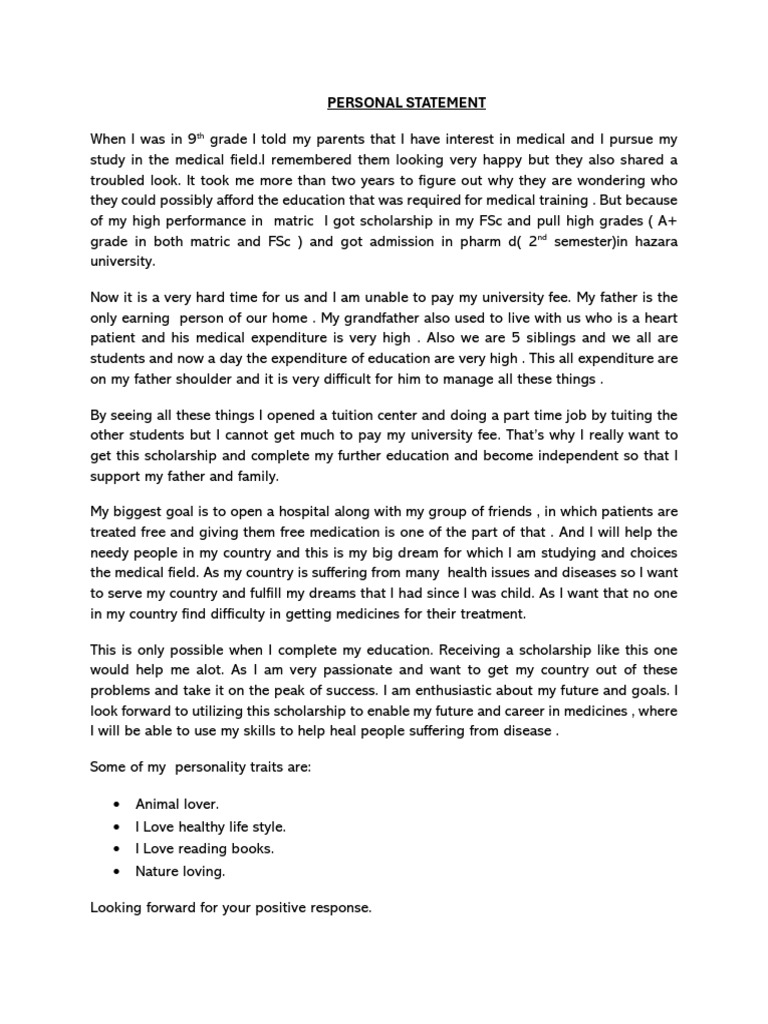 Personal Statement | Download Free PDF | Health Sciences | Public Services