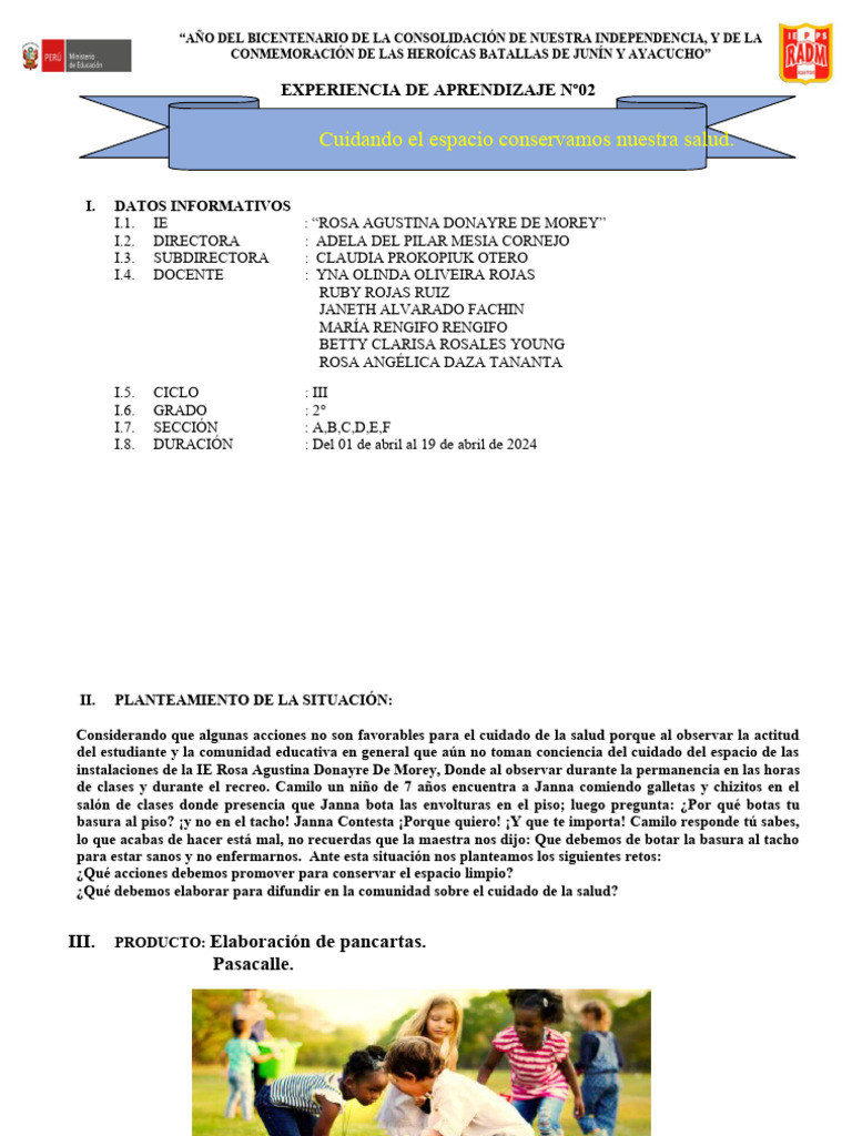 Experiencia de Aprendizaje #02 Arreglado | PDF | Aprendizaje | Dios