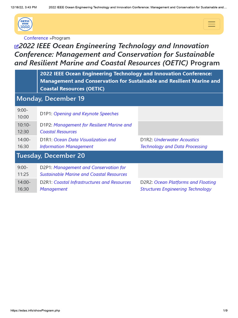 2022 IEEE Program OETIC 2022 EDAS 2 | PDF