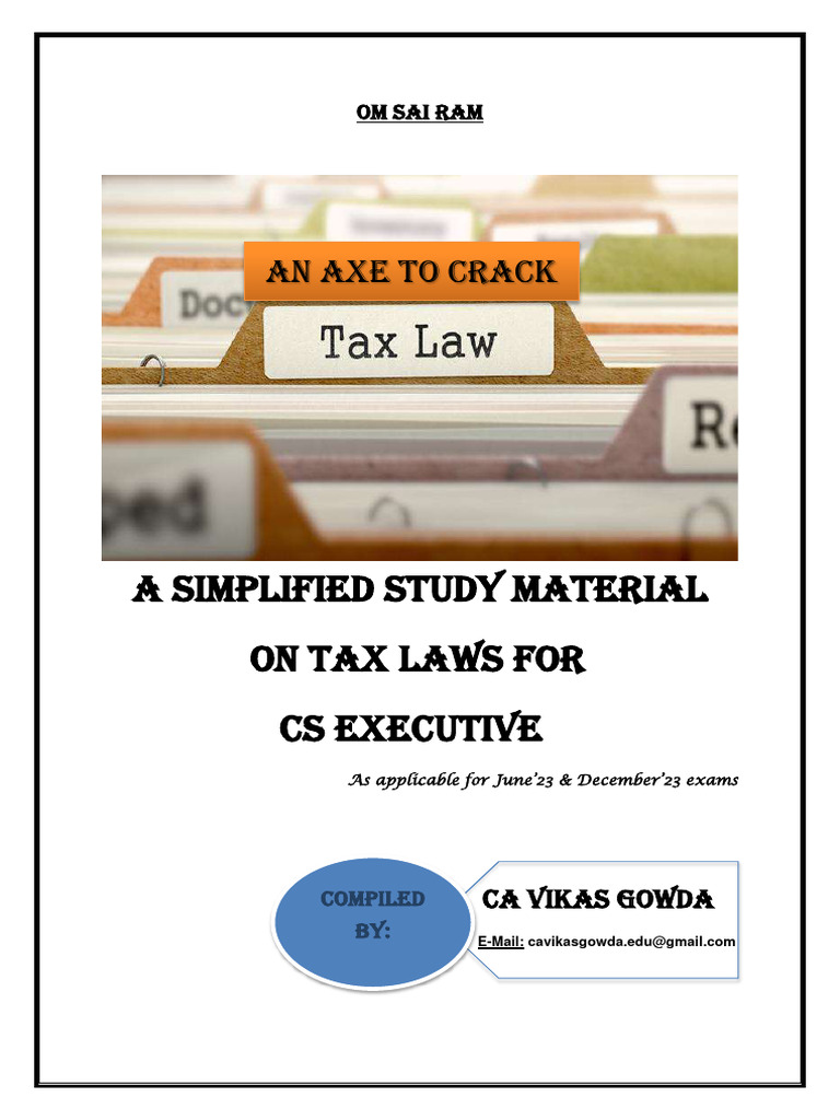 Tax Laws Study Guide for CS Executive | PDF | Taxes | Value Added Tax