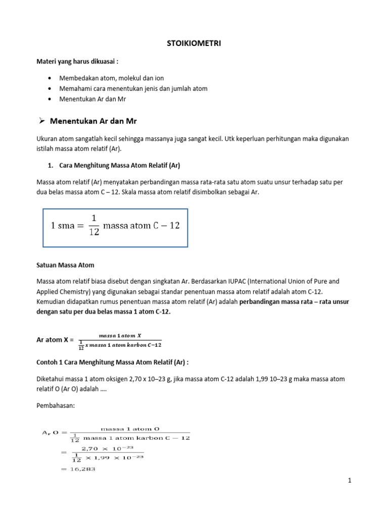 Ar Dan MR Serta Konsep Mol | PDF