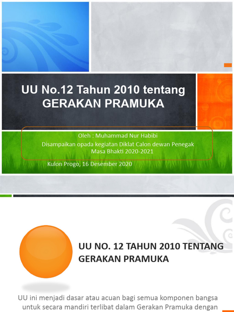 Uu No12 Tahun 2010 Tentang Gerakan Pramuka | PDF | Karier & Perkembangan