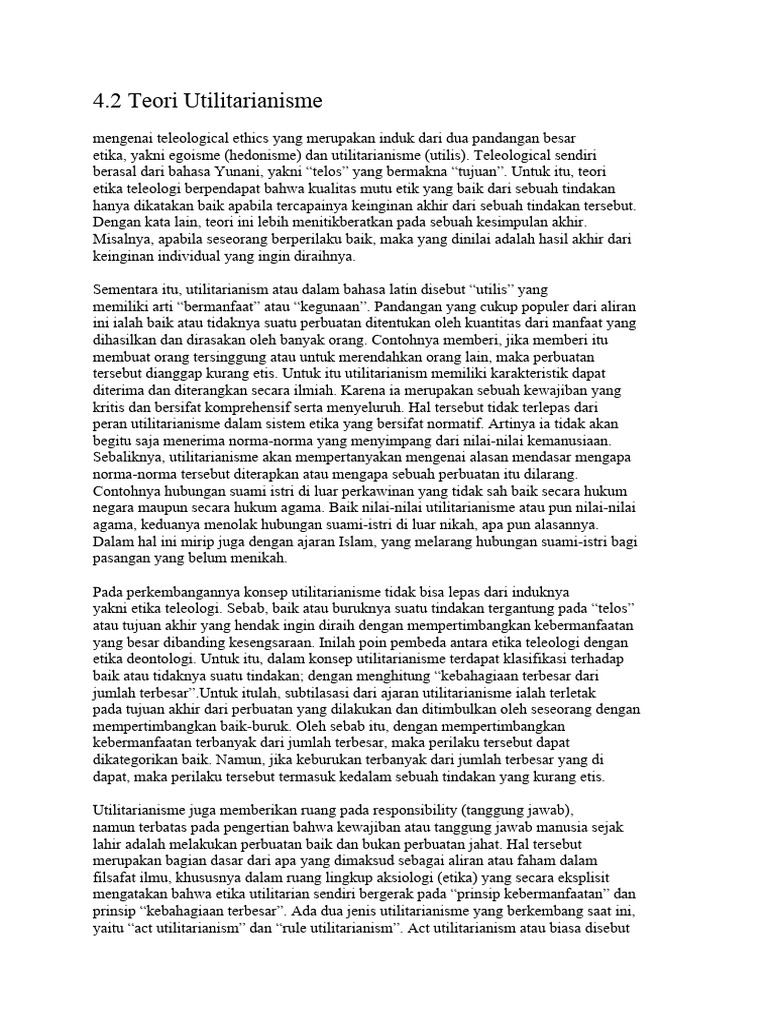 Teori Utilitarianisme dan J. S. Mill | PDF
