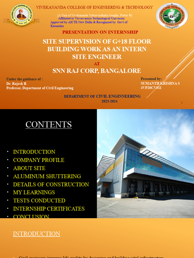 Seminar On Internship Sumanth | PDF | Concrete | Filtration