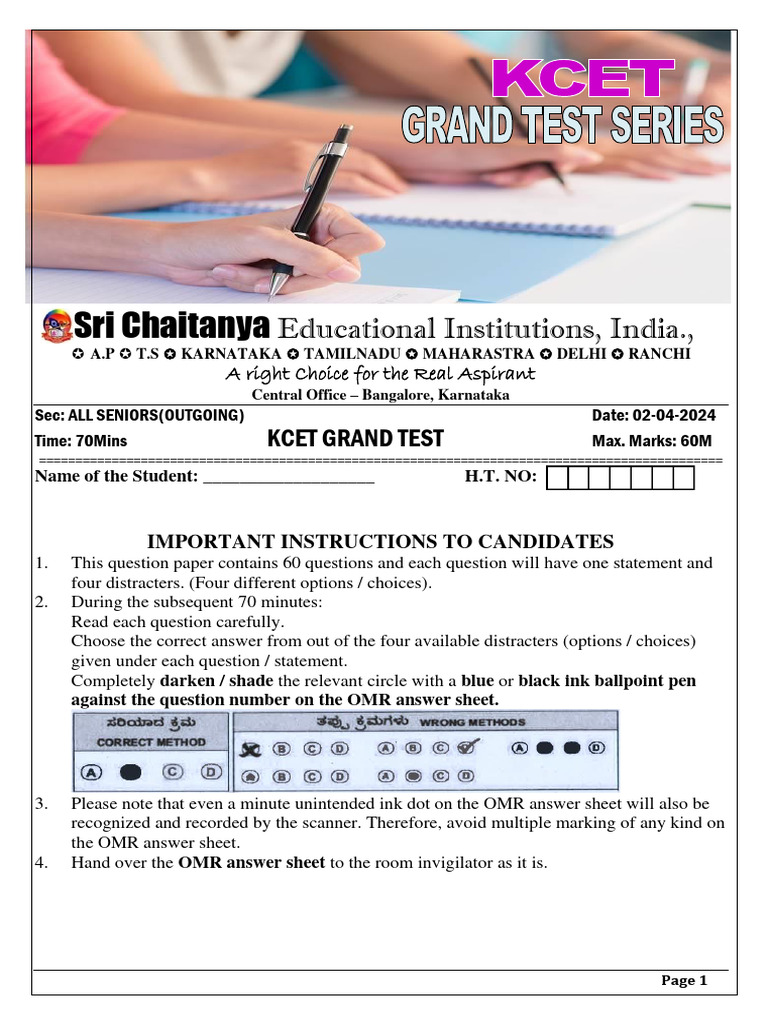 02-04-2024 - ALL SENIORS - KCET GT - (ON 1st YEAR SYLLABUS) - MATHS - Q ...