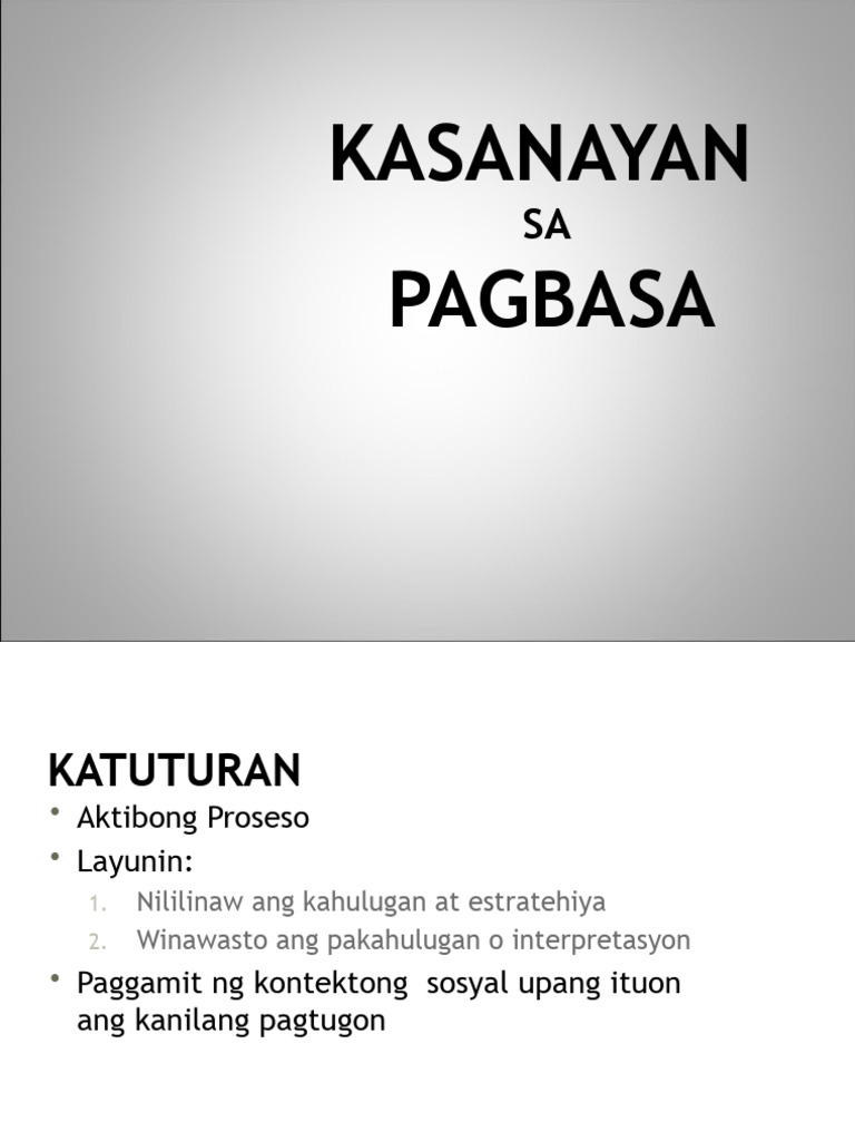 3 Mga Kasanayan Sa Pagbasa at Pagunawa | PDF