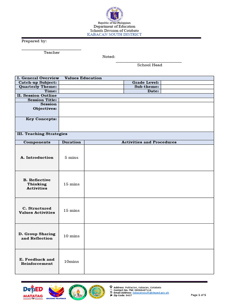 KSD Catch Up Friday Lesson Prep Template | PDF | Behavior Modification | Learning