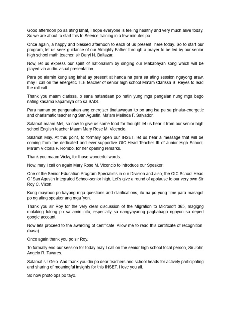 Script For Slac | PDF