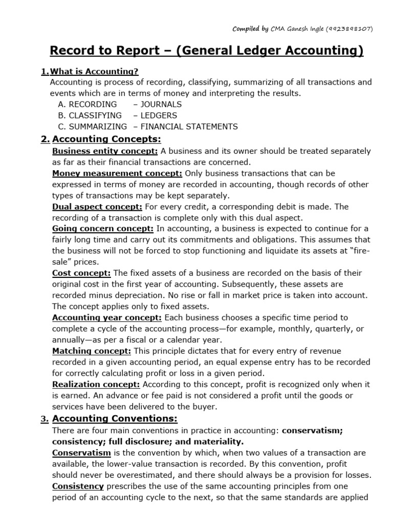 Record to Report Accounting Overview | PDF | Debits And Credits ...